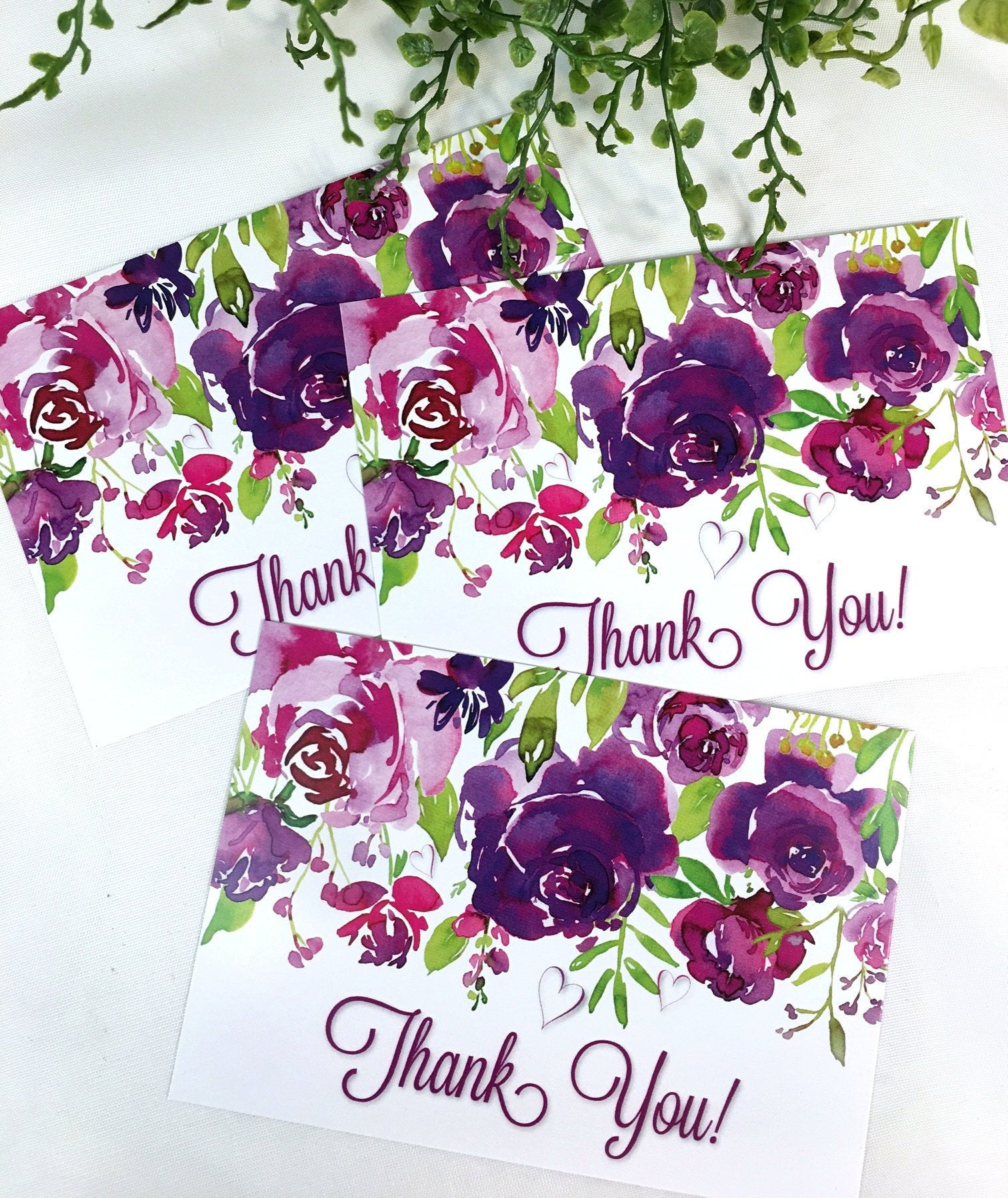 Purple Rose Floral Thank You Note Cards/envelopes - Etsy