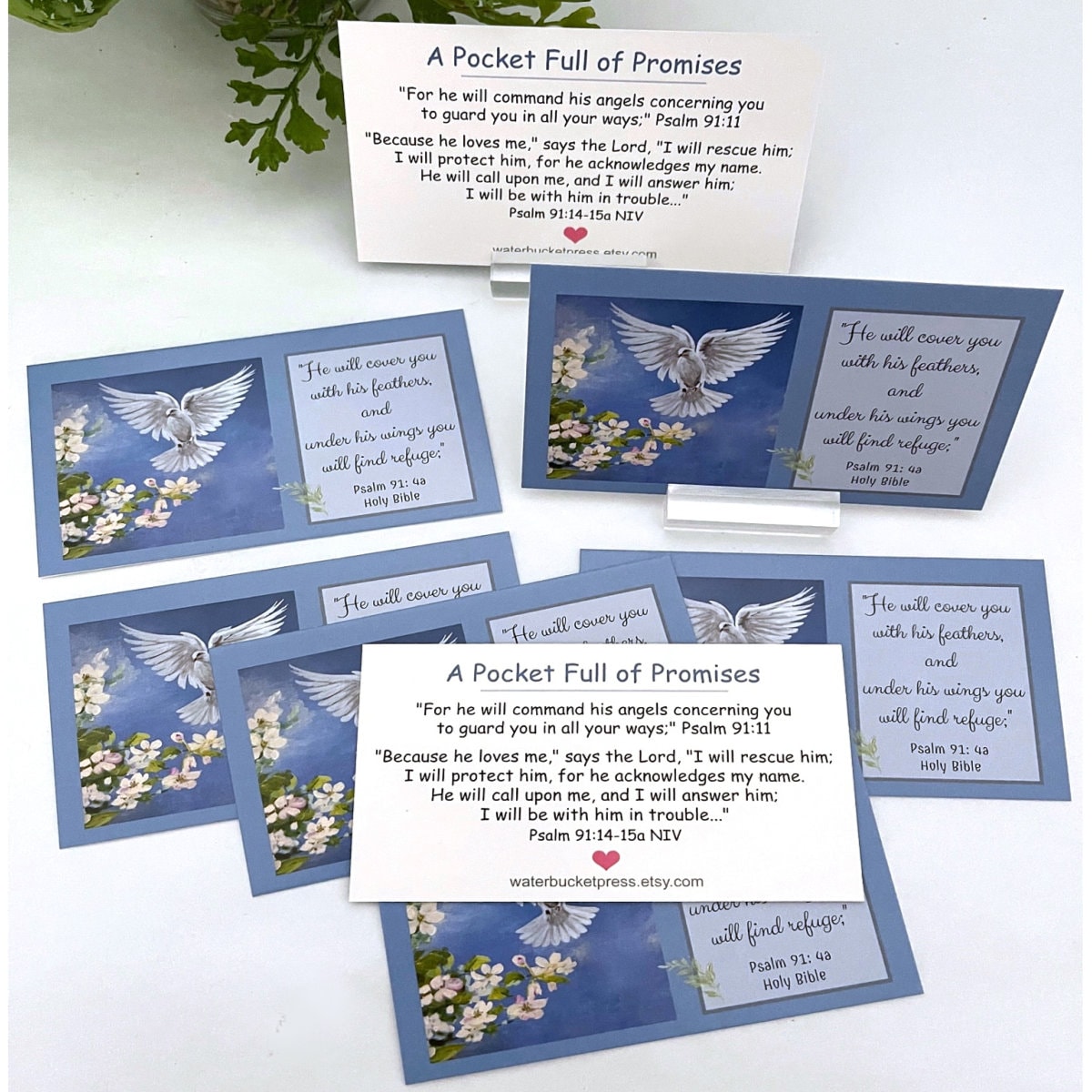 Pocket Scripture Card, Bible Verse Card, Psalm 91, White Dove - Etsy