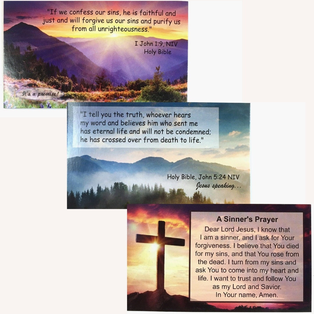 A Sinner's Prayer Pocket Scripture Cards, Salvation Scripture Cards ...