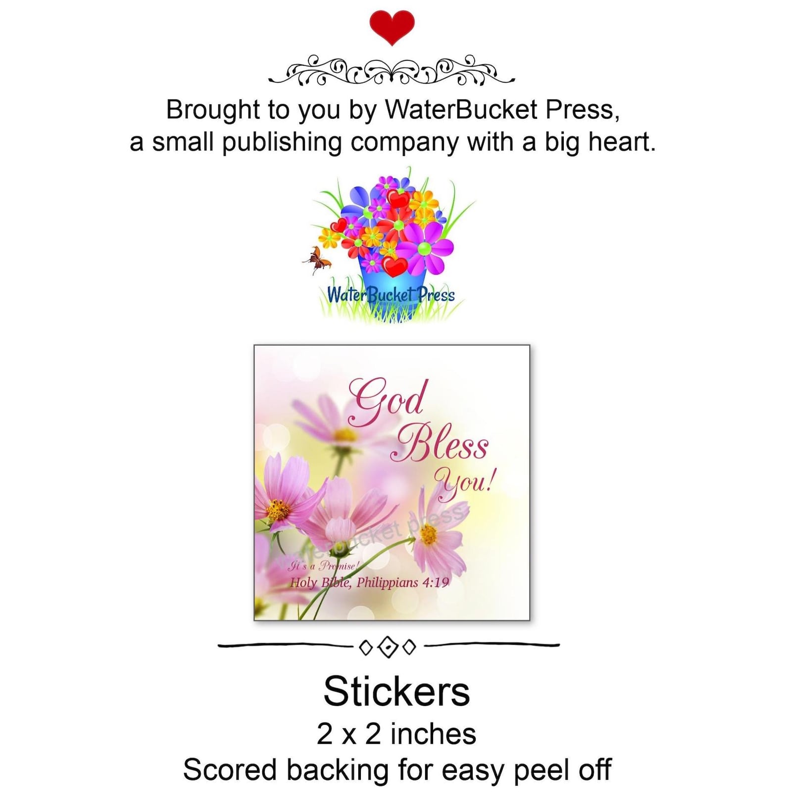 Daisy Sticker, God Bless You, 2" X 2", Pack of 12, Christian Stickers ...