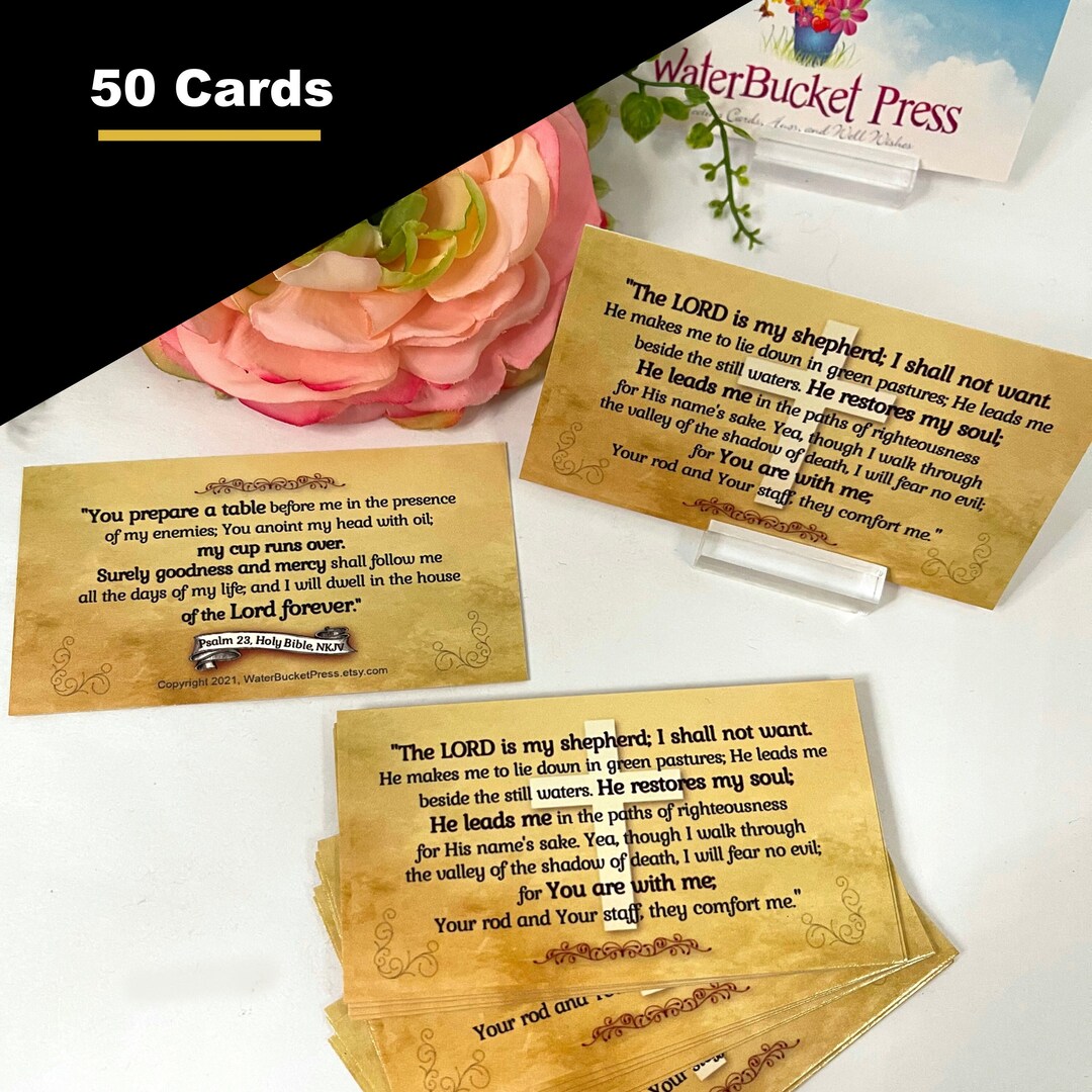 Psalm 23 Pocket Size Scripture Card Gold, 50 Bible Verse Cards, the ...