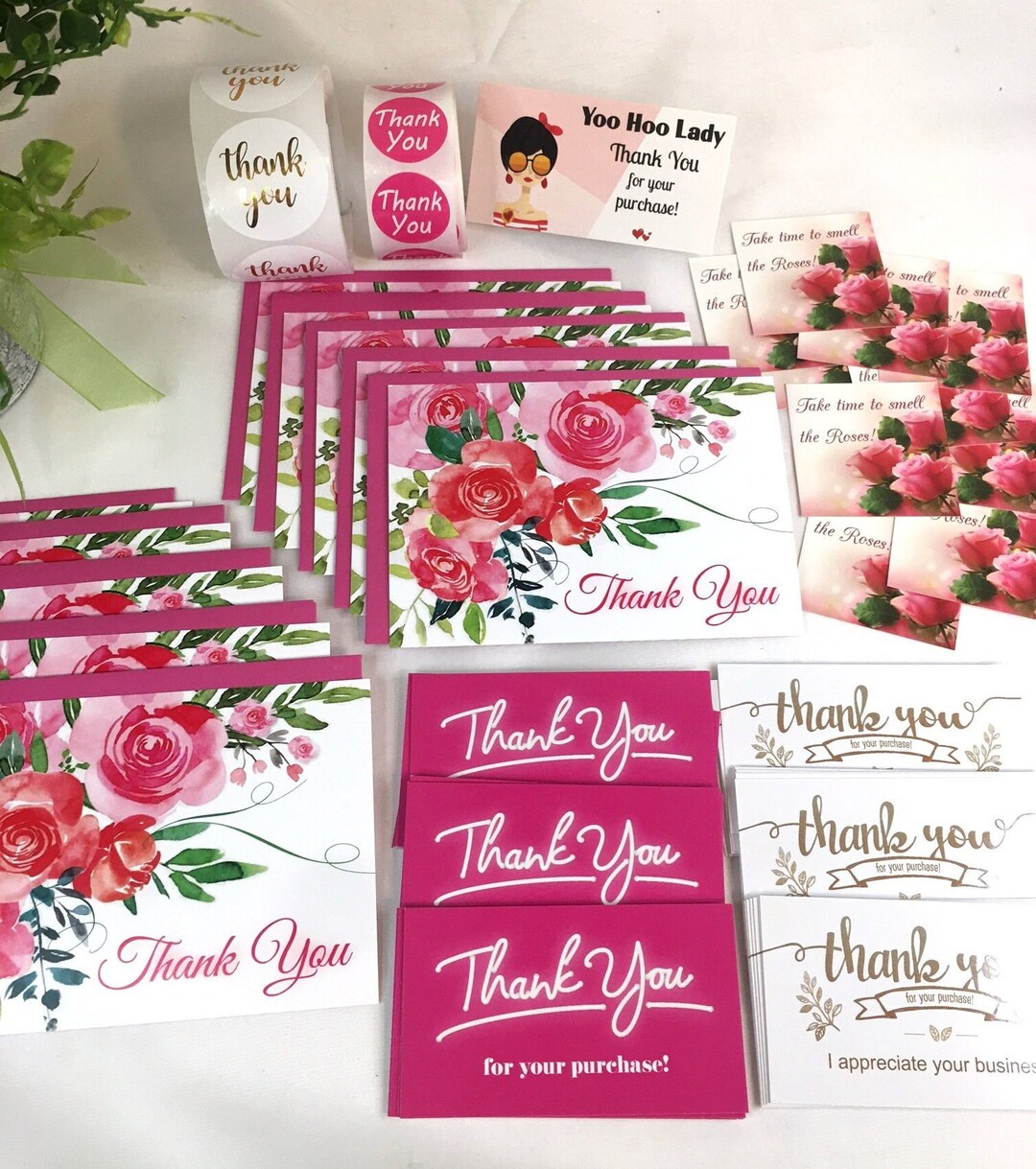 Thank You Notes Variety Pack! Pink & Hot Pink Floral! Business ...
