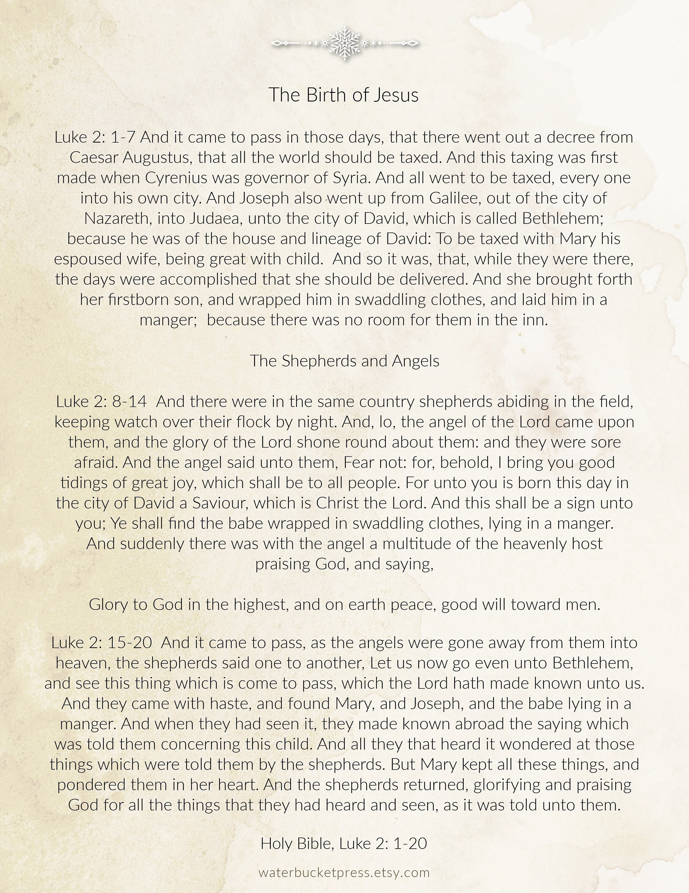 Luke 2, the Birth of Jesus, Download, Printable, Scripture Jesus' Birth ...