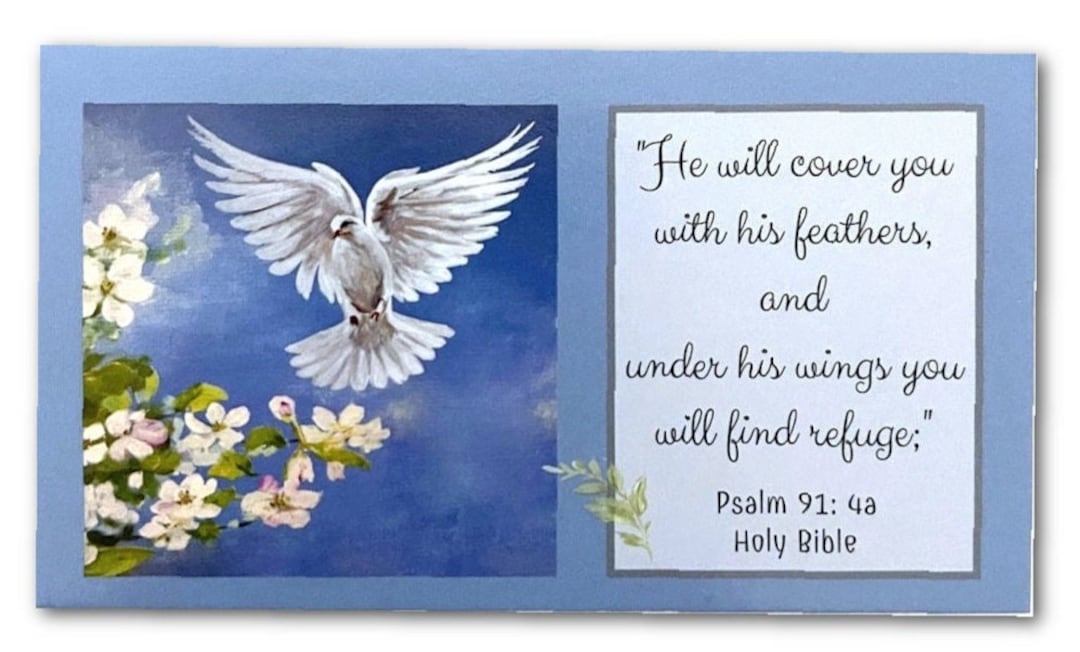 Pocket Scripture Card, Bible Verse Card, Psalm 91, White Dove - Etsy
