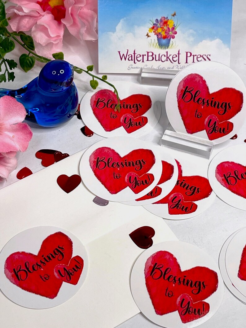 Stickers, Red Hearts Blessings to You! Envelope Seals, Decals ...