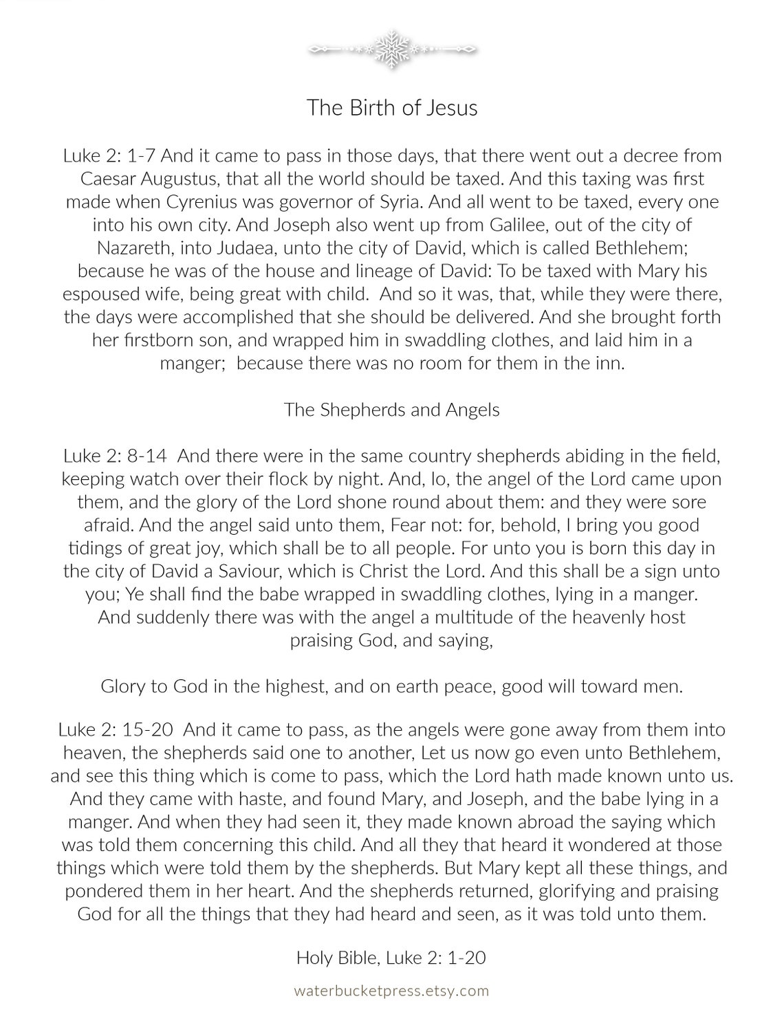 Luke 2, the Birth of Jesus, Download, Printable, Scripture Jesus' Birth ...