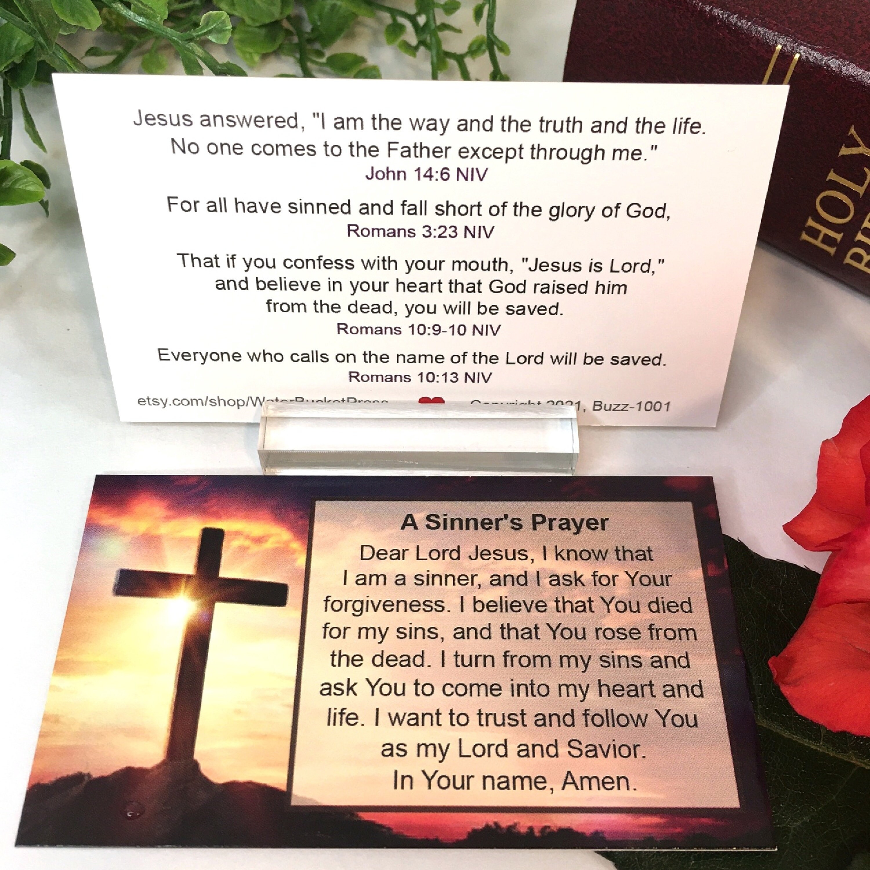A Sinner's Prayer Scripture Cards Salvation Bible - Etsy