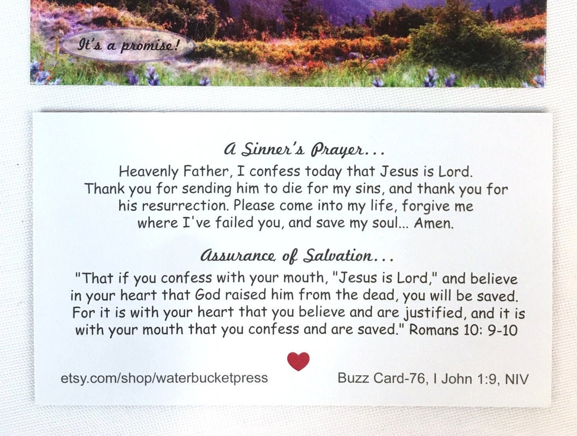 A Sinner's Prayer Scripture Cards Salvation Bible | Etsy