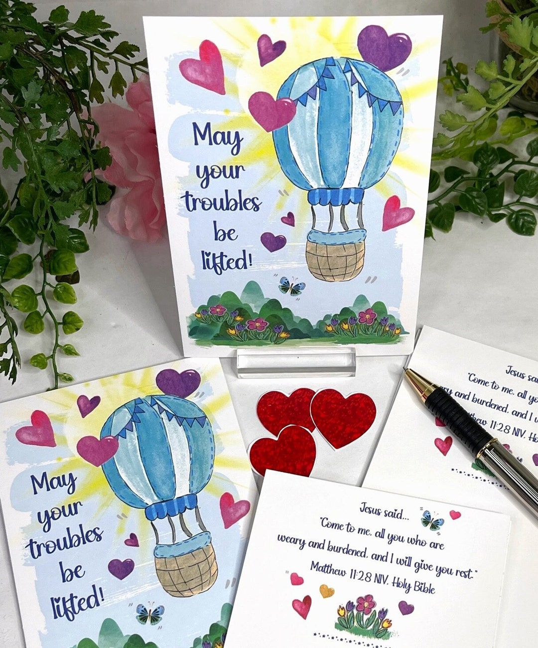 Encouragement Scripture Cards Friends, Bible Verse Memory, Hot Air ...