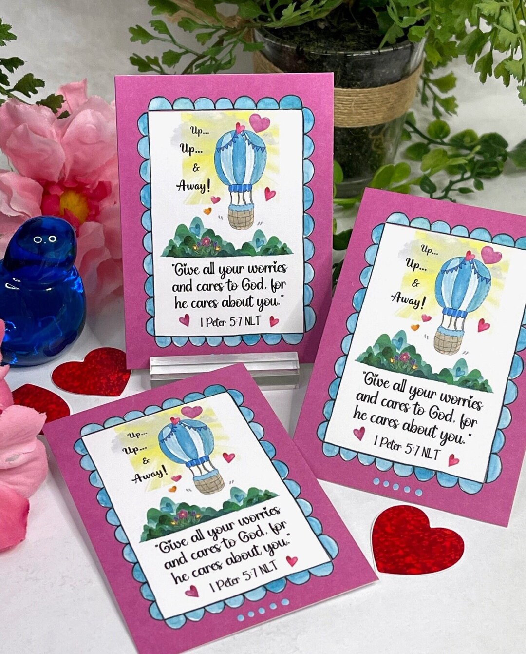 Encouragement Scripture Cards, Balloon Up, up & Away! Bible Verse God ...
