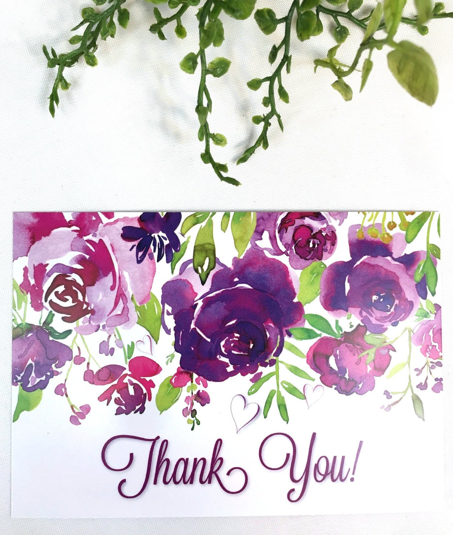 Purple Rose Floral Thank You Note Cards/envelopes - Etsy
