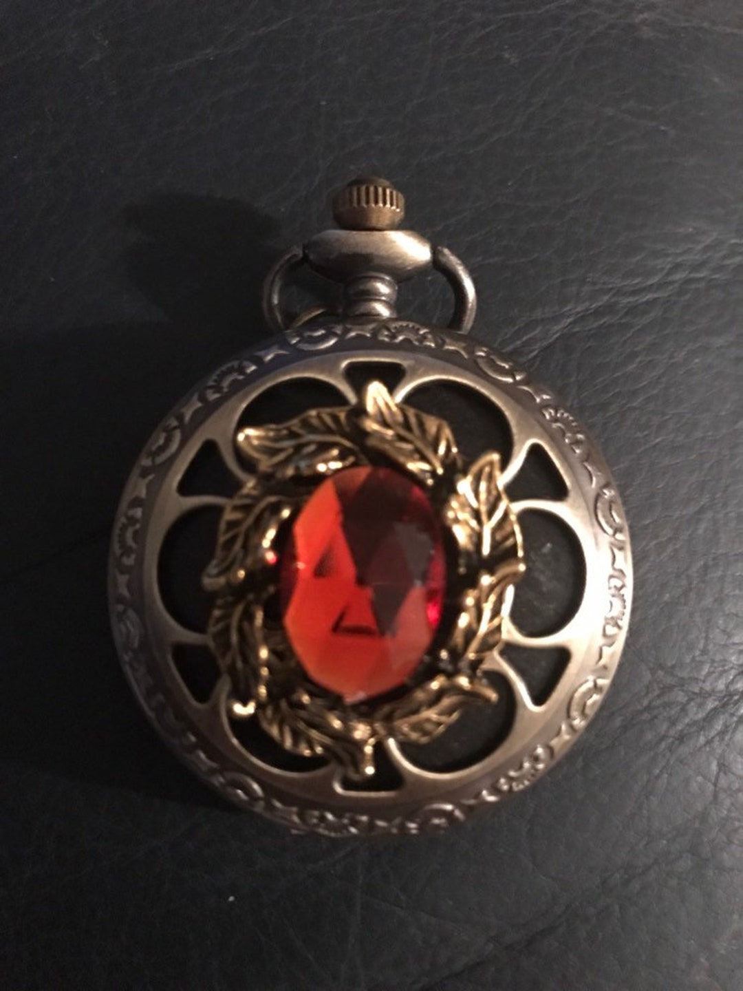 Floral Petal Red Jem Bronze Pill Box Medicine Tablet Holder for Pocket ...