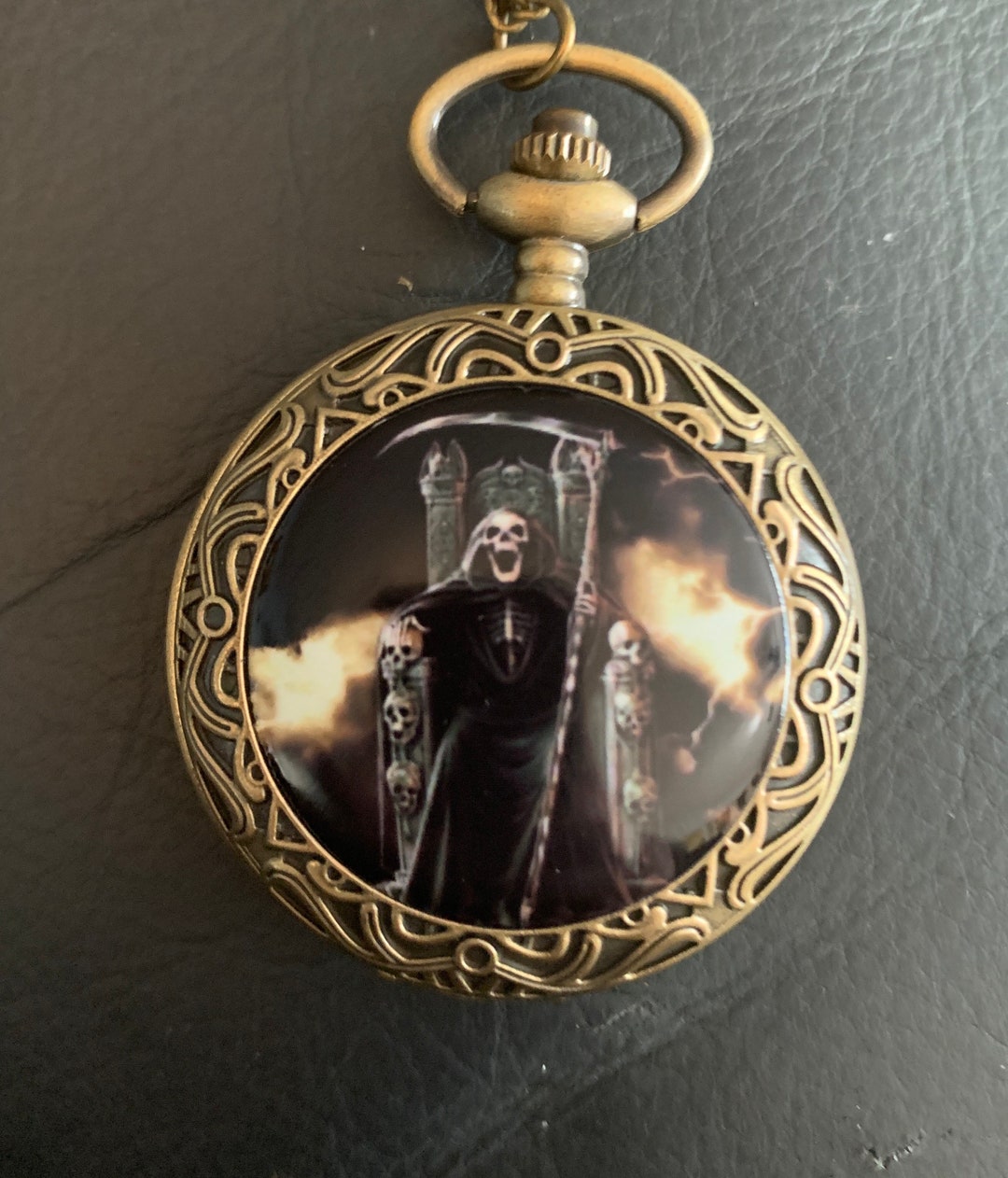 Grim Reaper With Skeletons, Bronze Pill Box Medicine Tablet Holder for ...