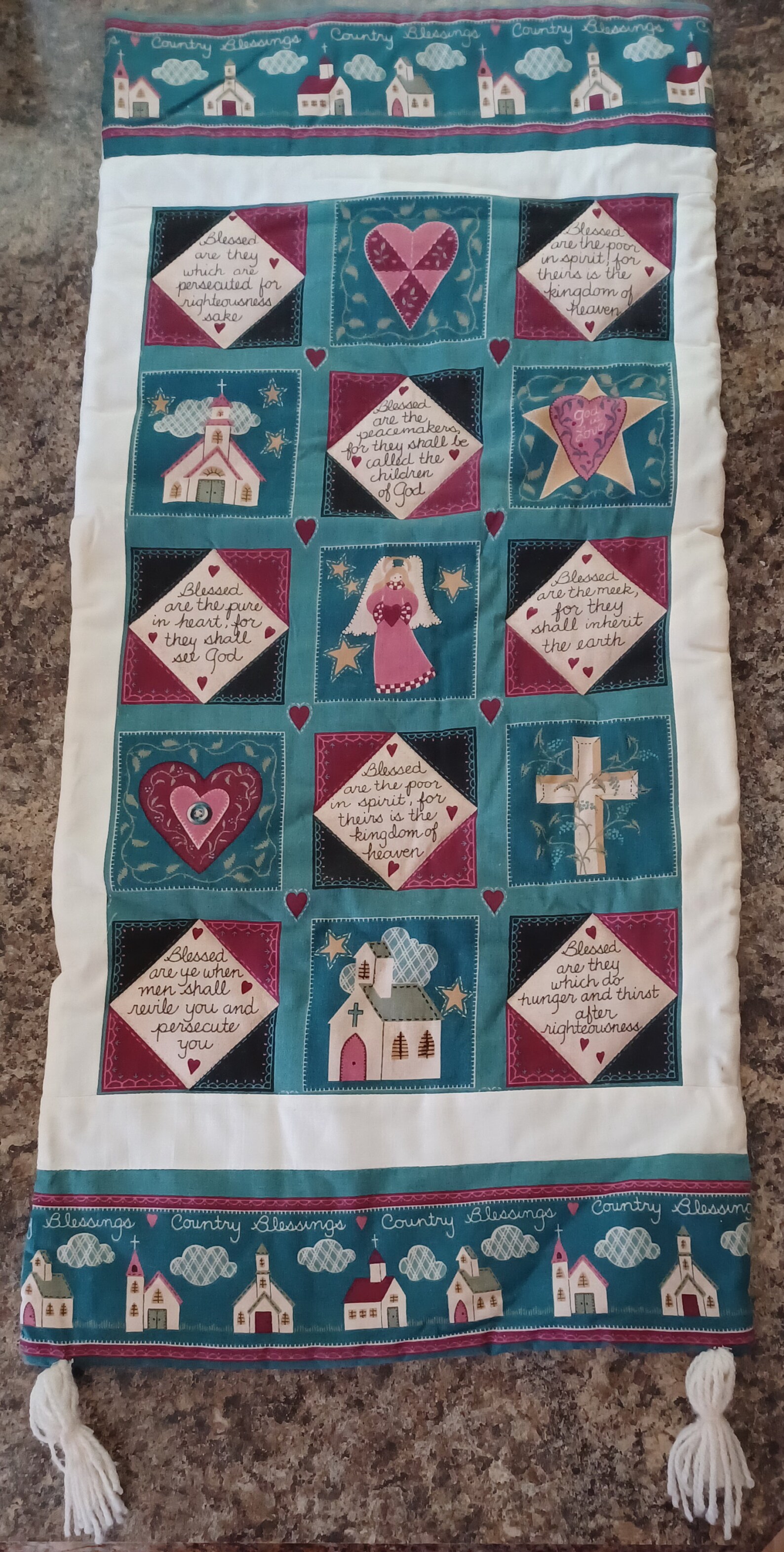Vintage Quilted Wall Decor; Quilted 'blessed Are the Pure in Heart ...