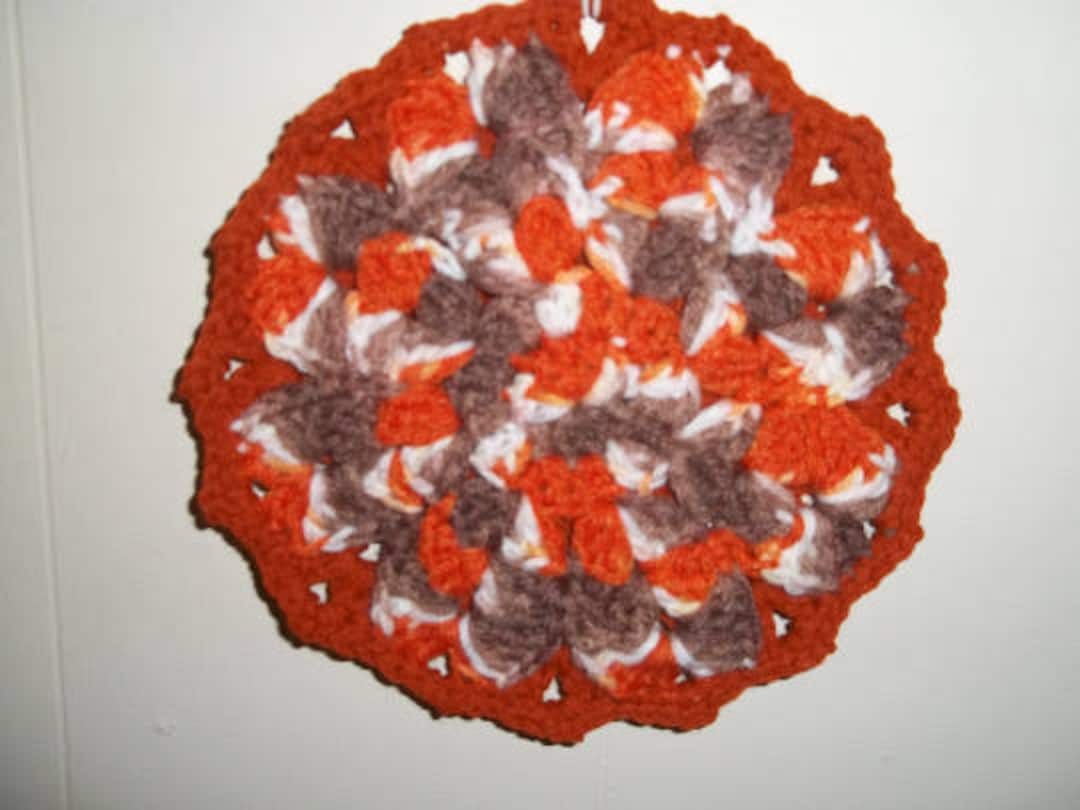Crocheted Round Hot Pad/kitchen Utensil/multi Colored Double Thick - Etsy