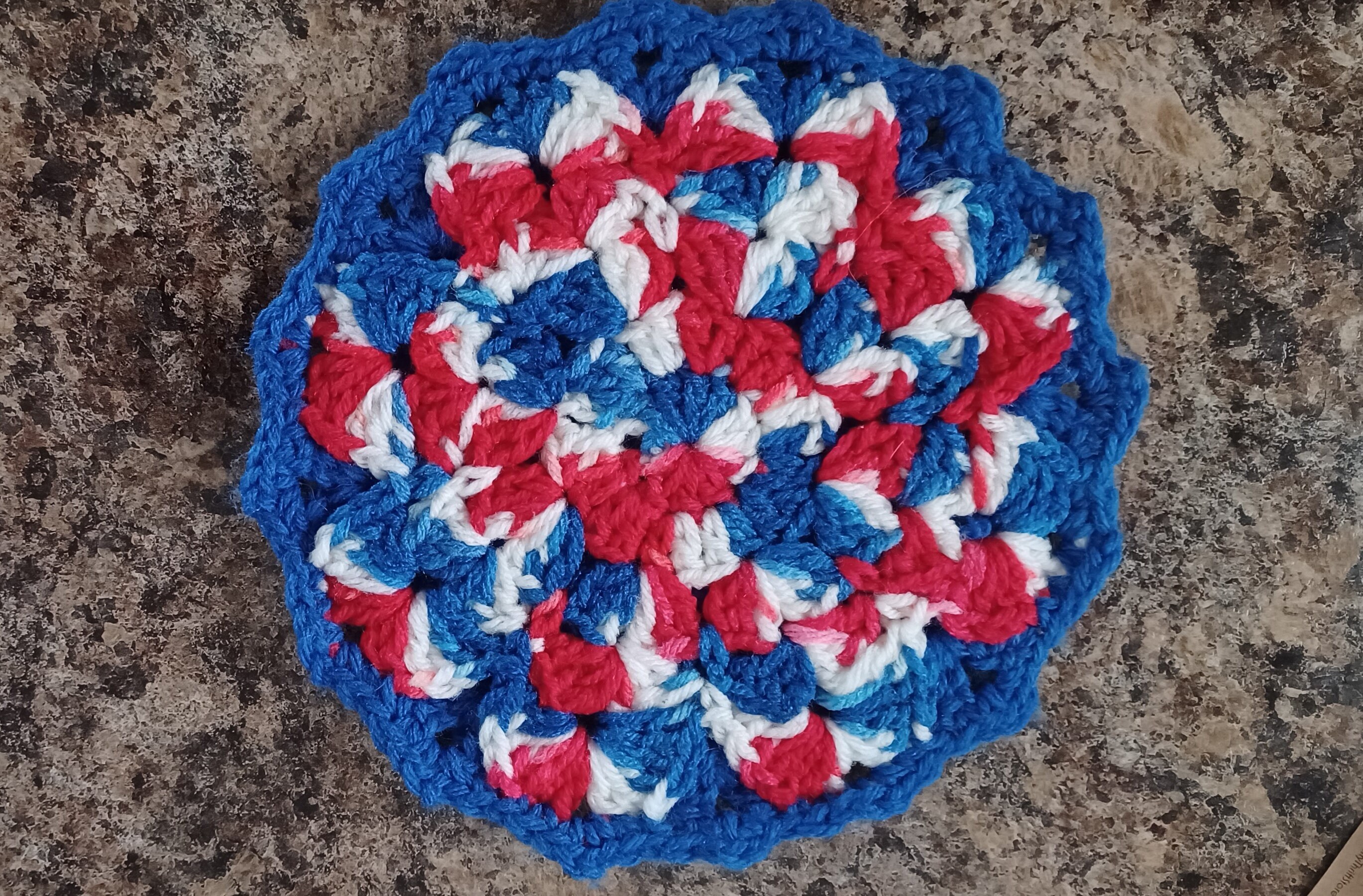 Crocheted Round Hot Pad/kitchen Utensil/multi Colored Double Thick - Etsy