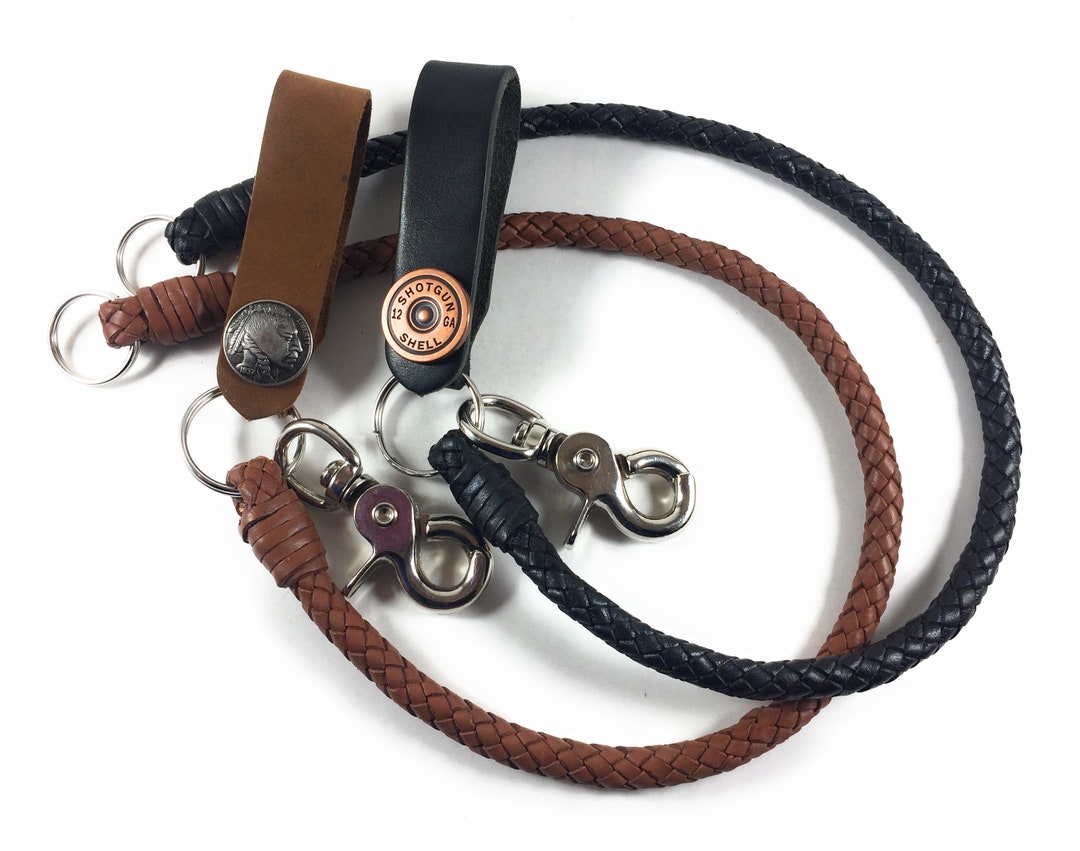 18-inch Braided Leather Chain, Leather Key FOB, Leather Keychain ...