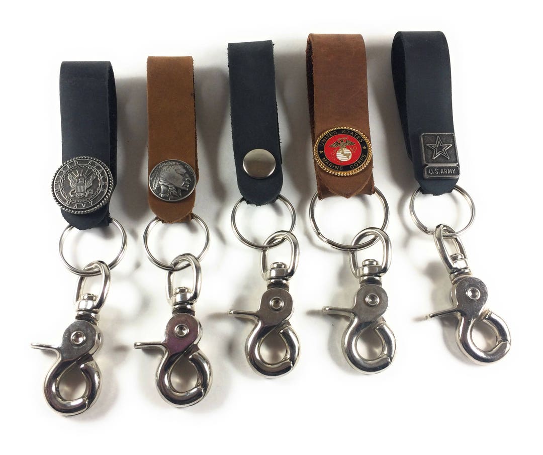 Custom Leather Key Fob, Snap Options, Black or Brown Leather, Made in ...