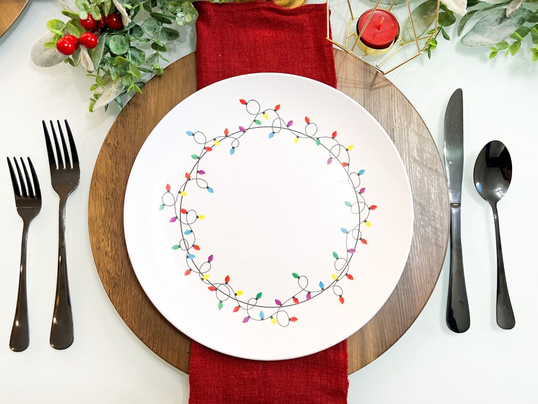 Christmas Wreath Decorated Plates, Set of Christmas Holiday Dinner ...