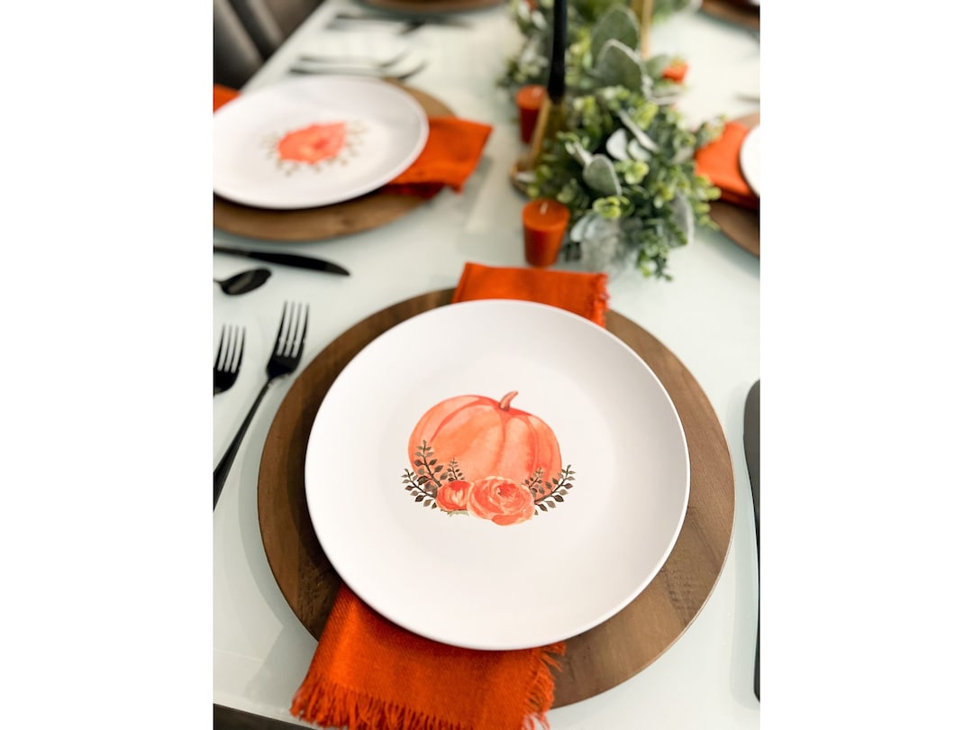 Thanksgiving Dinner Plate Set: Pumpkin Holiday Table Decor - Etsy