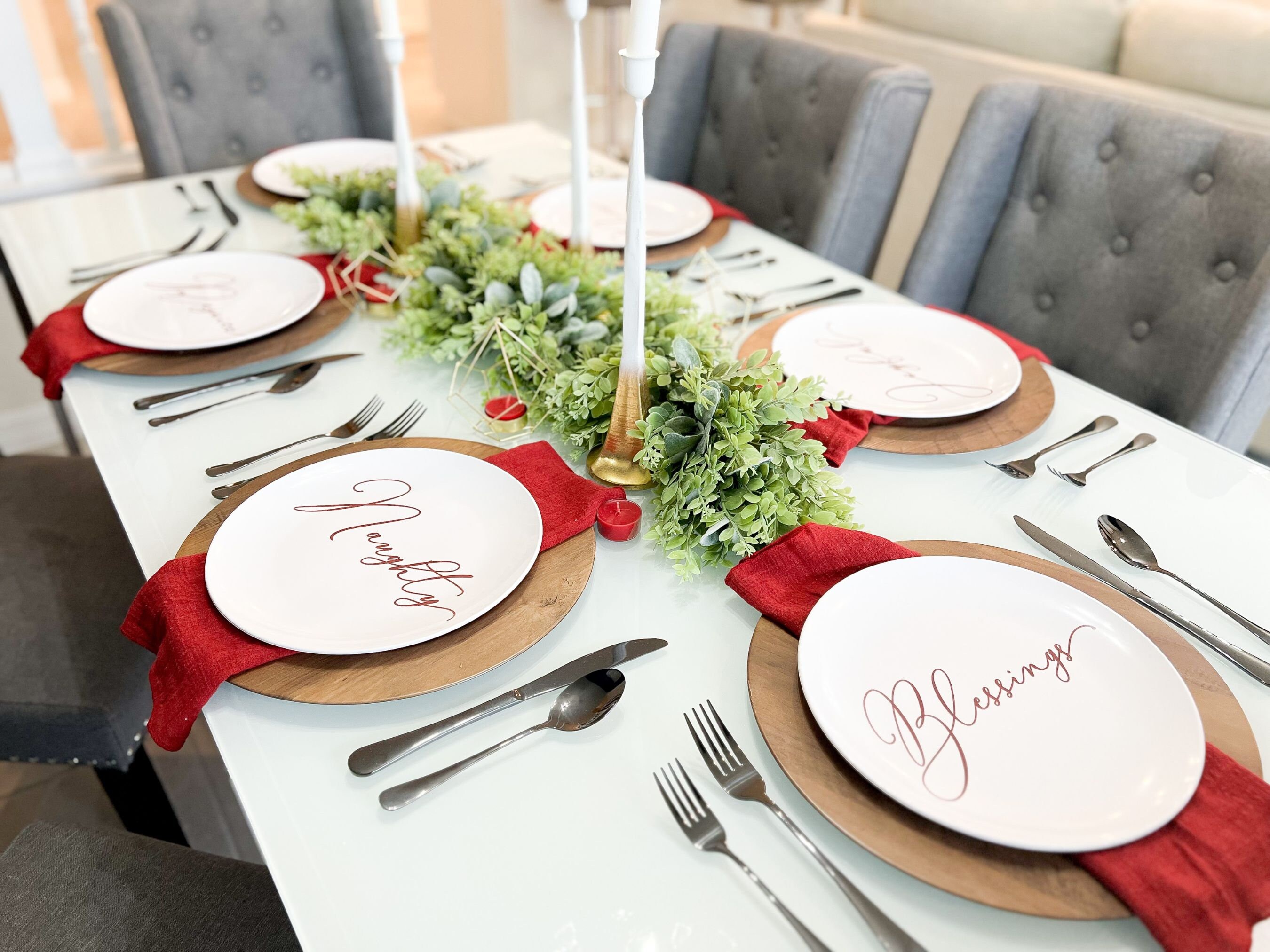 Custom Holiday Dinner Plate: Rustic Word Place Setting - Etsy