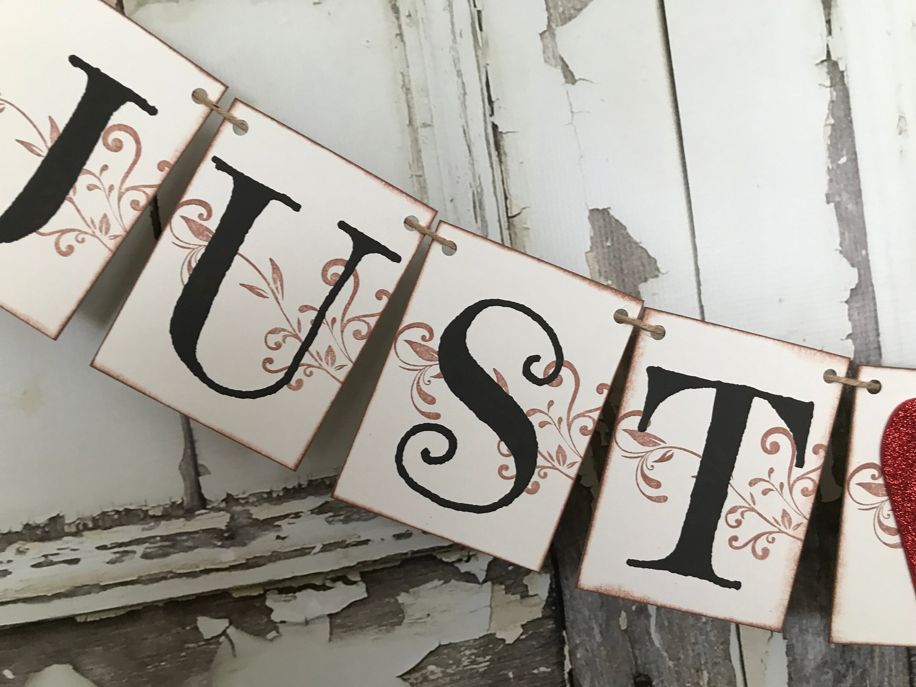 Rustic Just Married Banner Wedding Car Sign Photo Prop - Etsy