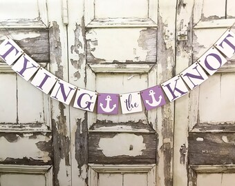 Navy Tying the Knot Banner Beach Wedding | Etsy