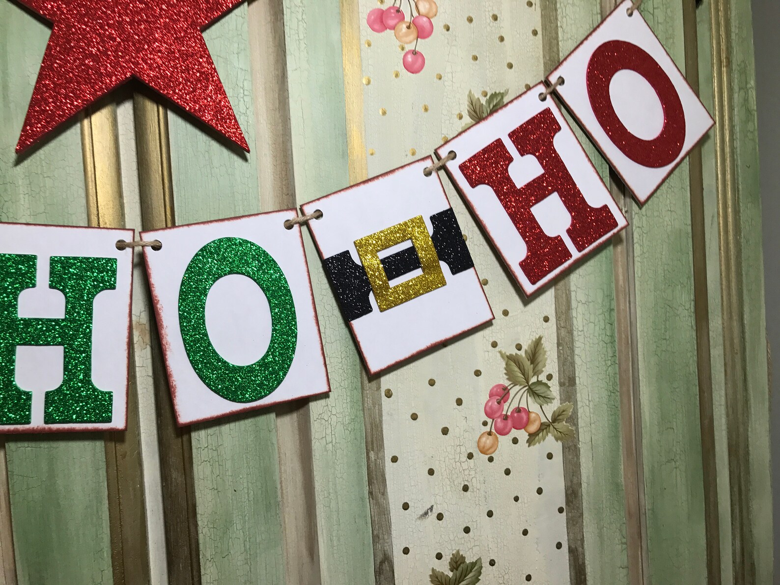 Glitter HO HO HO Christmas Banner Christmas Decoration - Etsy