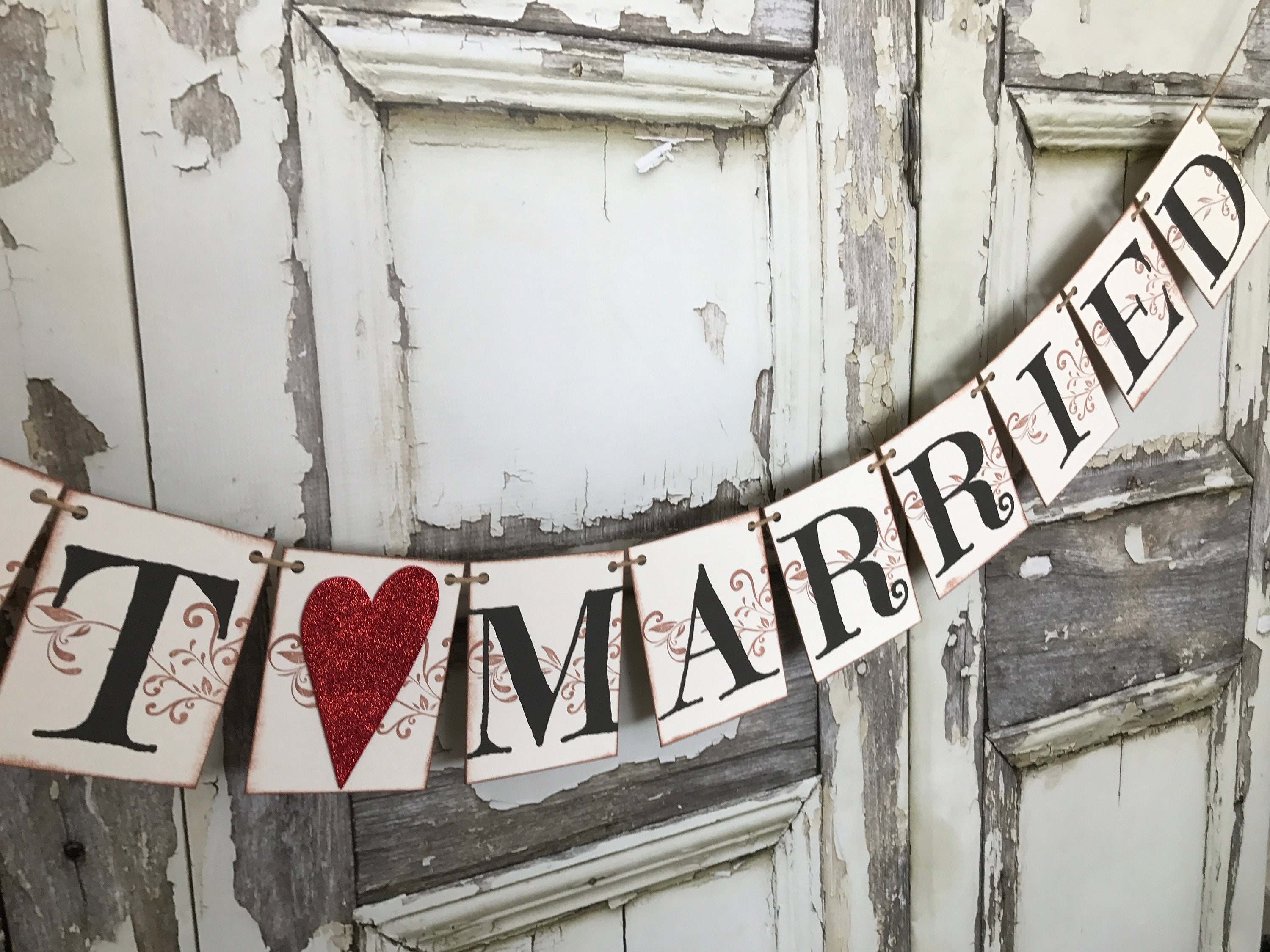 Rustic Just Married Banner Wedding Car Sign Photo Prop - Etsy