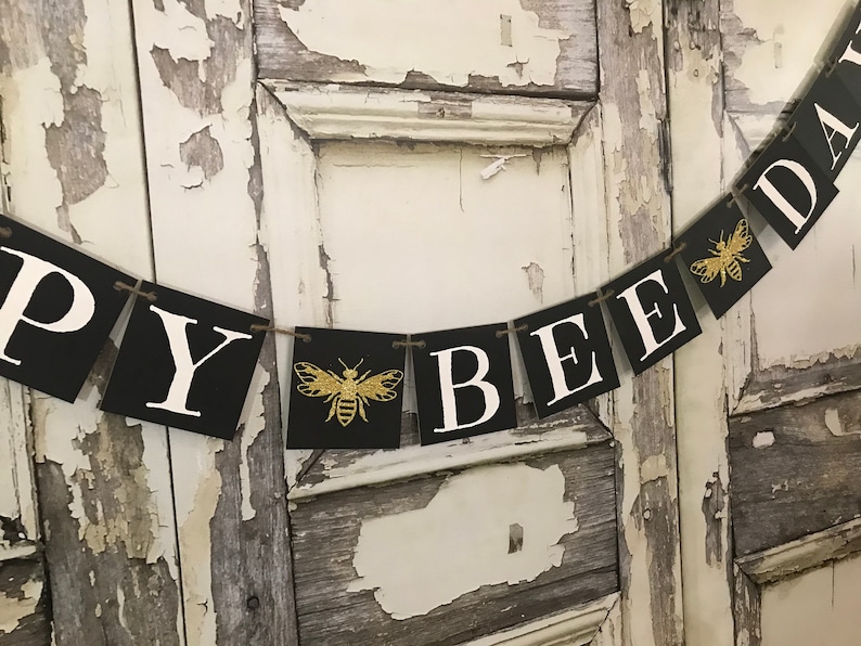 Happy Bee Day Banner Birthday Banner Bee Sign Bee Party - Etsy