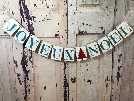 Rustic Joyeux Noel Banner Merry Christmas Banner | Etsy