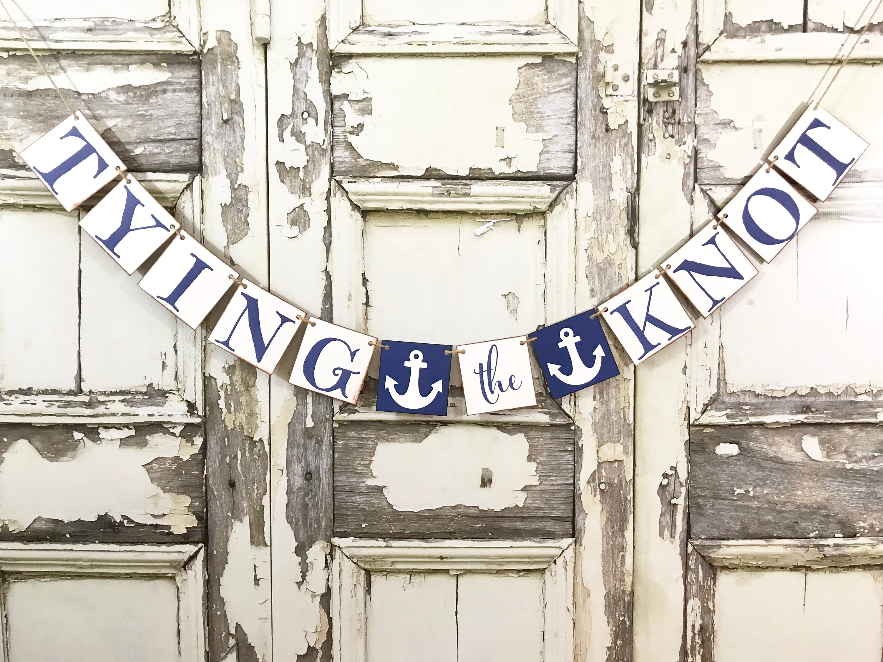 Navy Tying the Knot Banner Beach Wedding | Etsy
