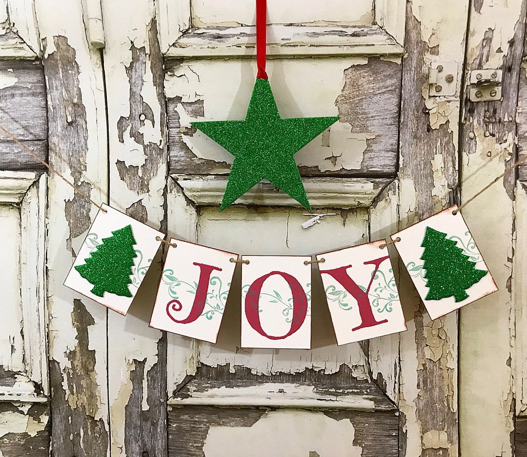 JOY Banner, Joy Sign, Star Decoration, Rustic Christmas Banner ...