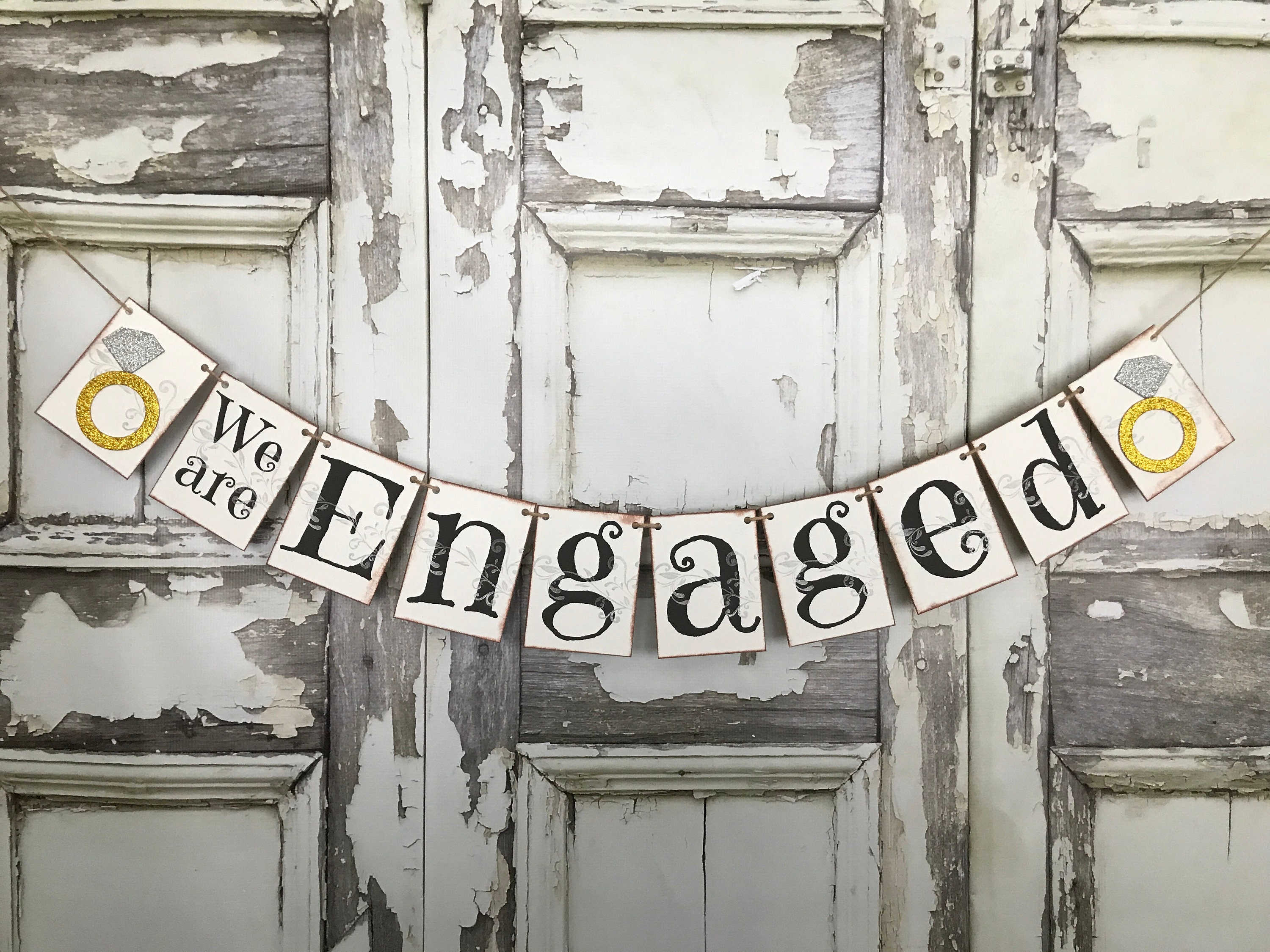 Rustic We Are Engaged Banner Engaged Sign Engagement Decor - Etsy