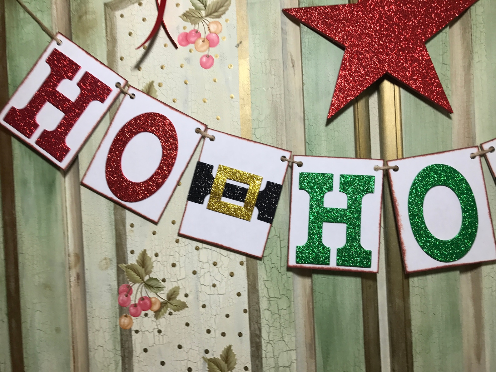 Glitter HO HO HO Christmas Banner Christmas Decoration - Etsy