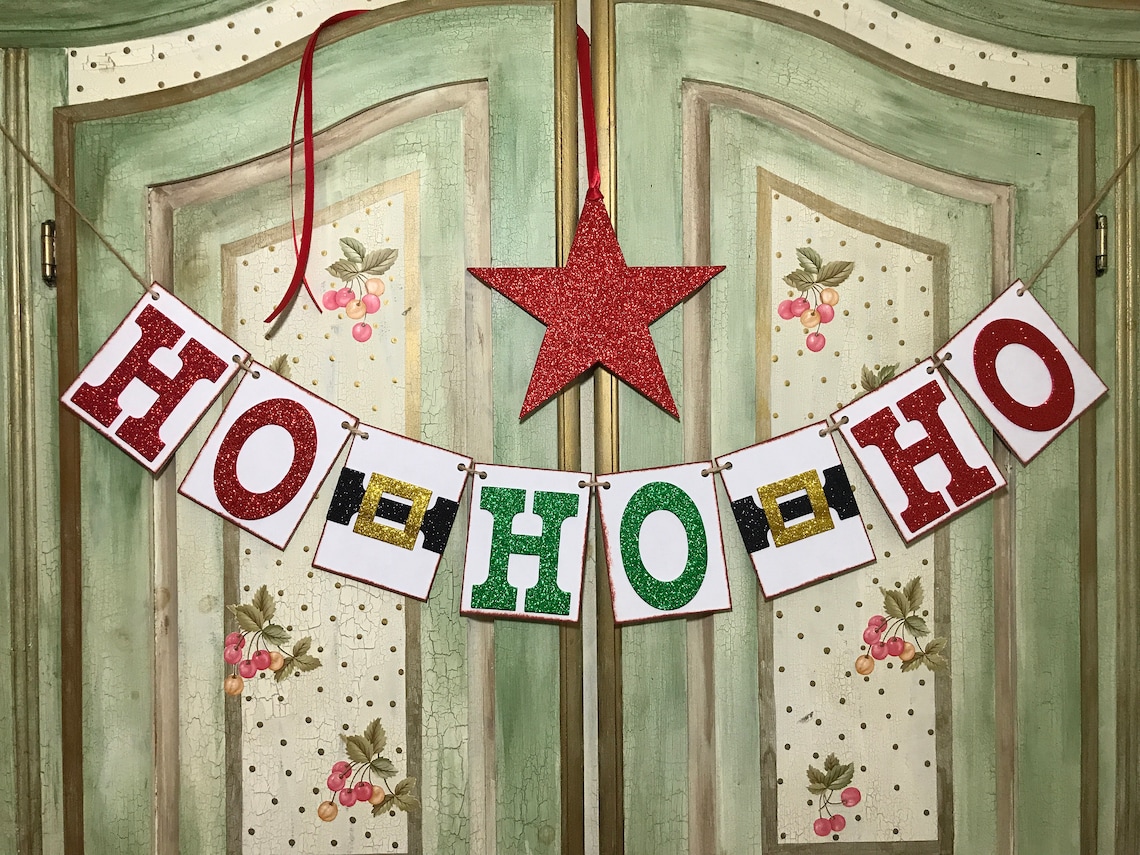 Glitter HO HO HO Christmas Banner Christmas Decoration - Etsy