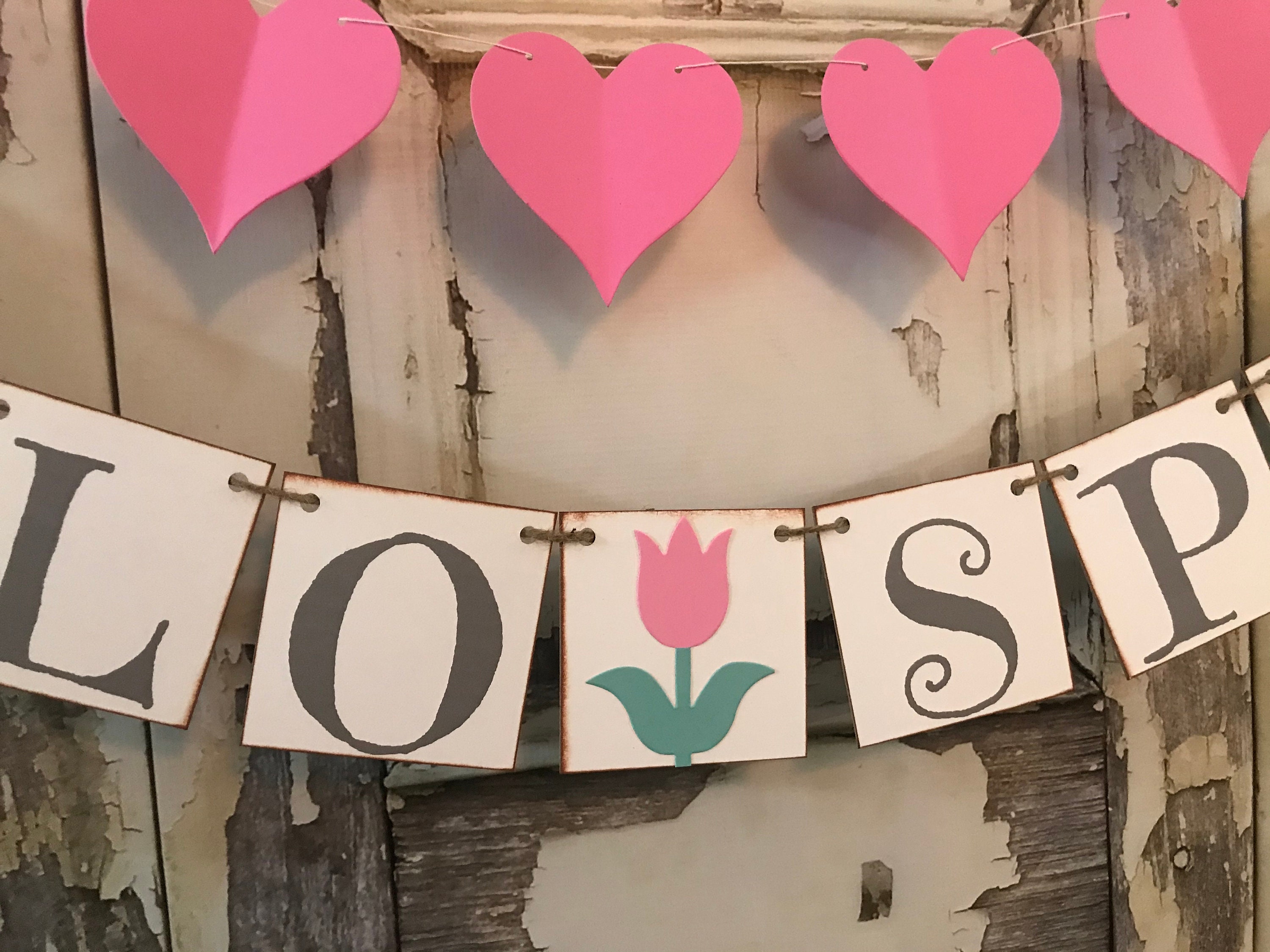 Hello Spring Banner Pink Heart Garland Spring Decoration | Etsy