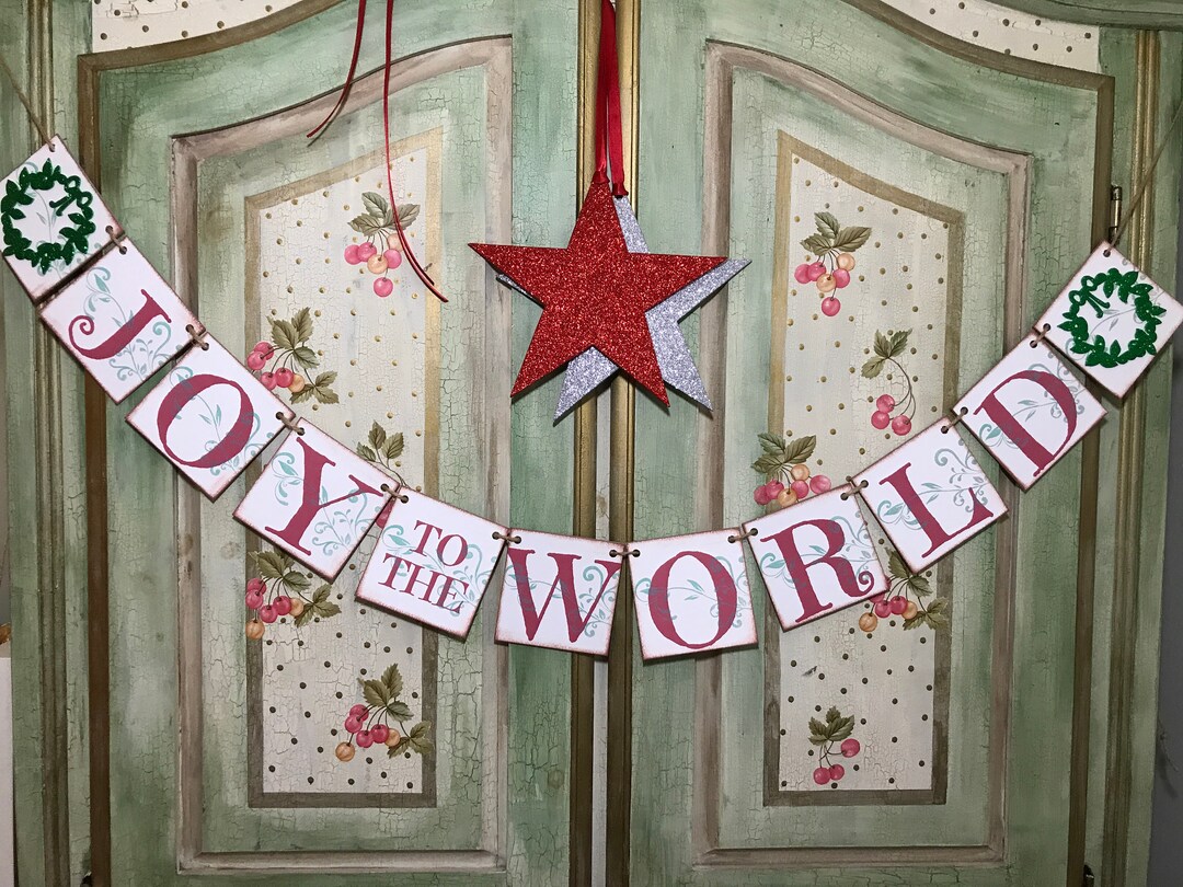 Rustic Christmas Banner, Joy to the World Banner, Christmas Decor ...