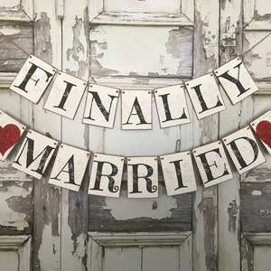 Finally Married Banner Wedding Sign Rustic Married Car Sign Wedding ...