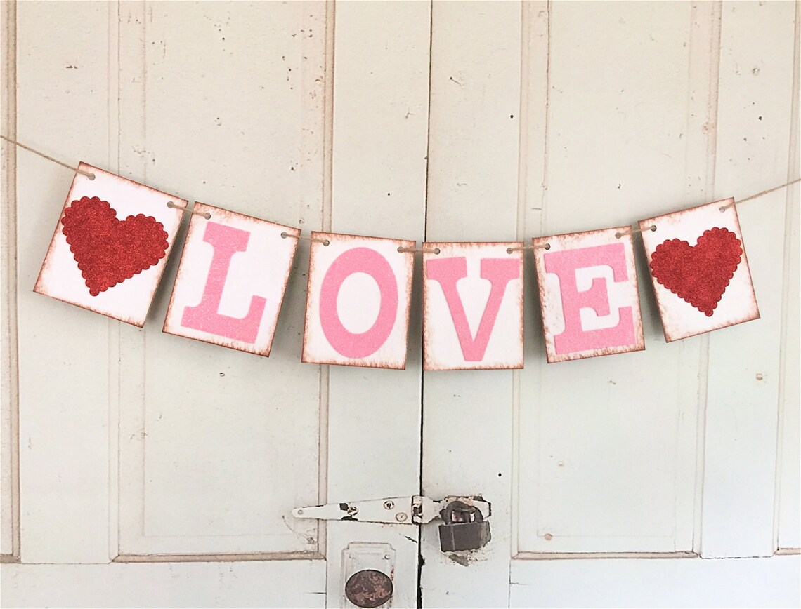 LOVE Banner, Valentine's Day Banner, Engagement Party Decoration, Photo ...