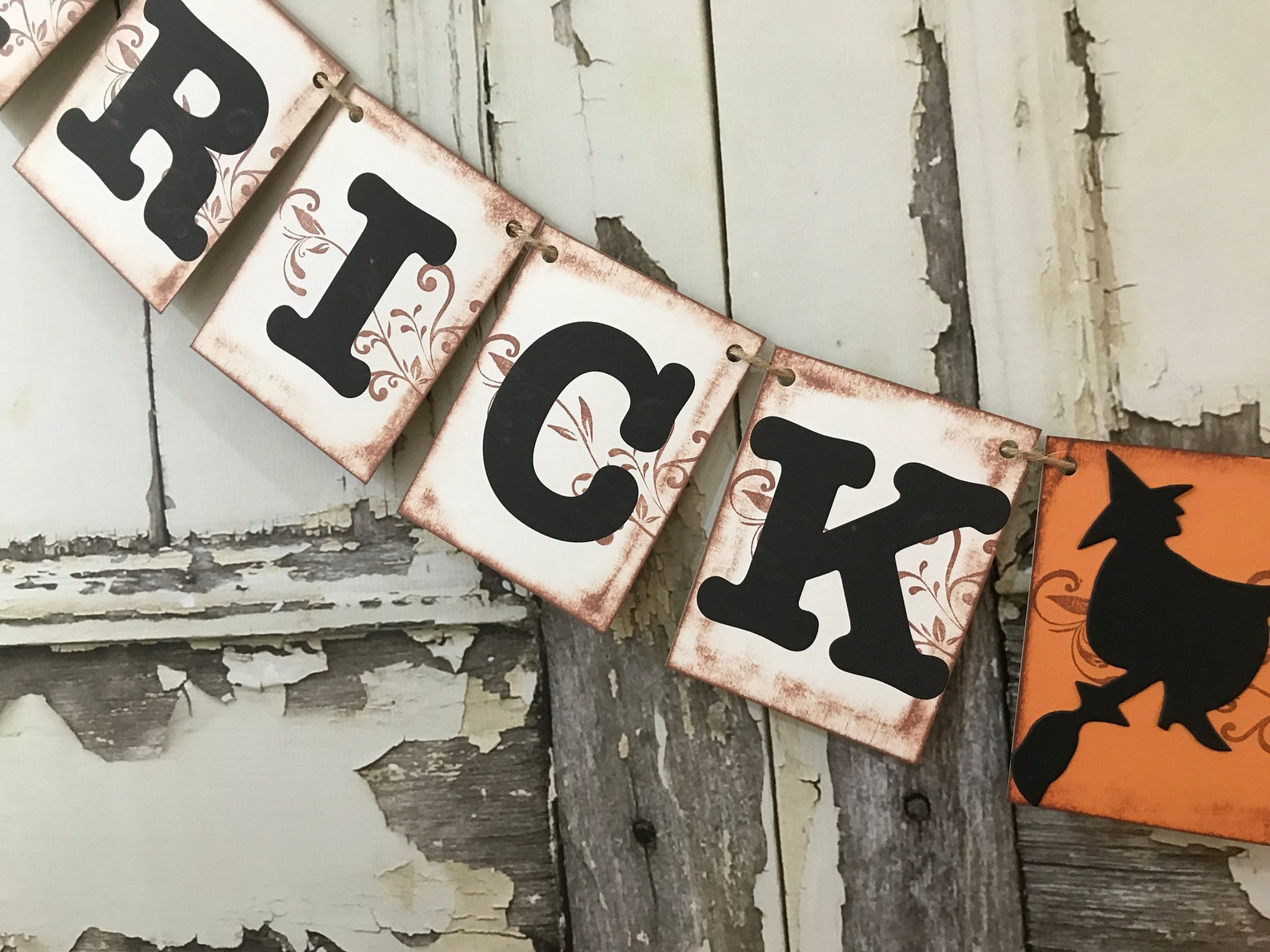 Trick or Treat Banner Rustic Halloween Banner Halloween - Etsy