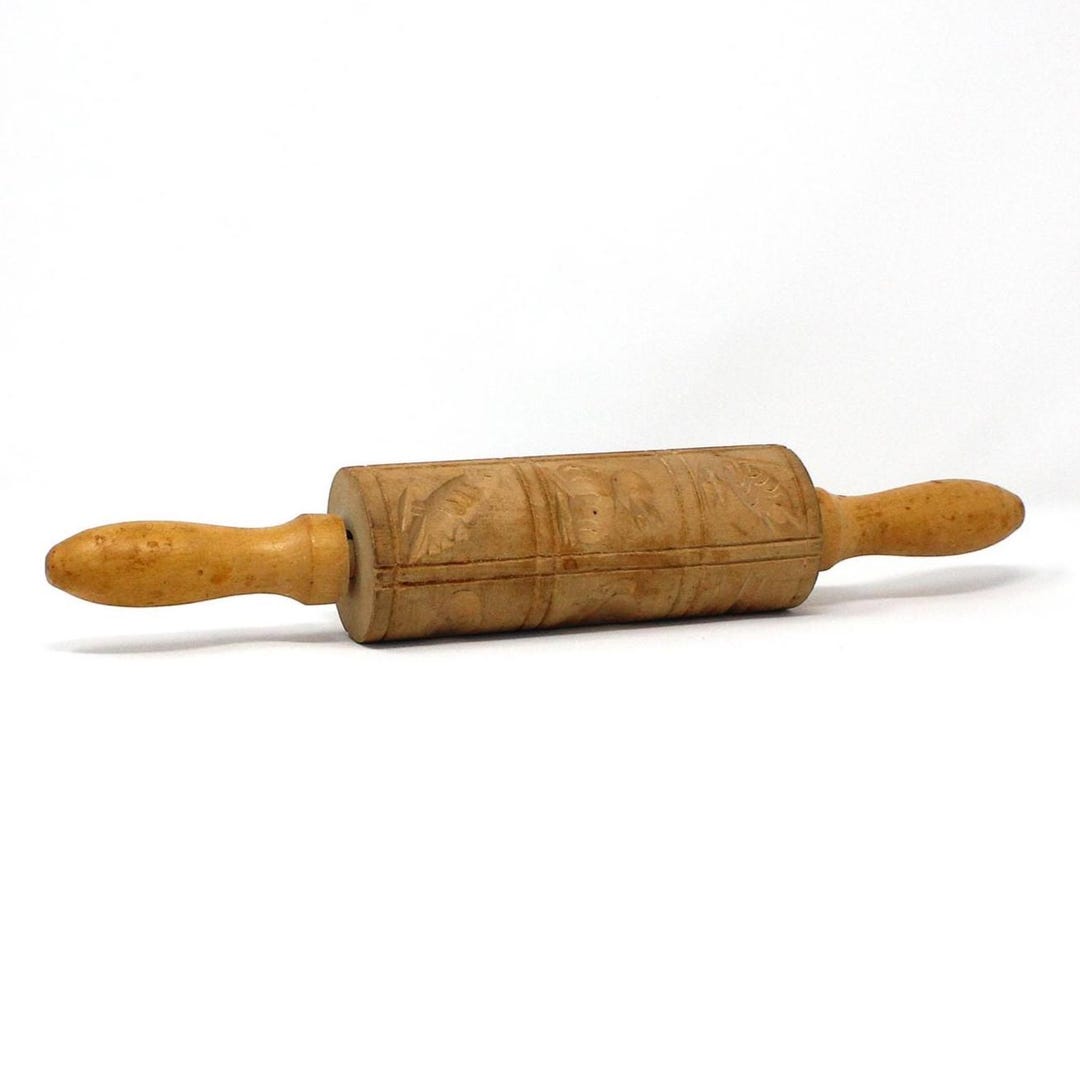 Vintage Rolling Pin, Wood Springerle, W. Germany, Vintage Cookie Dough ...