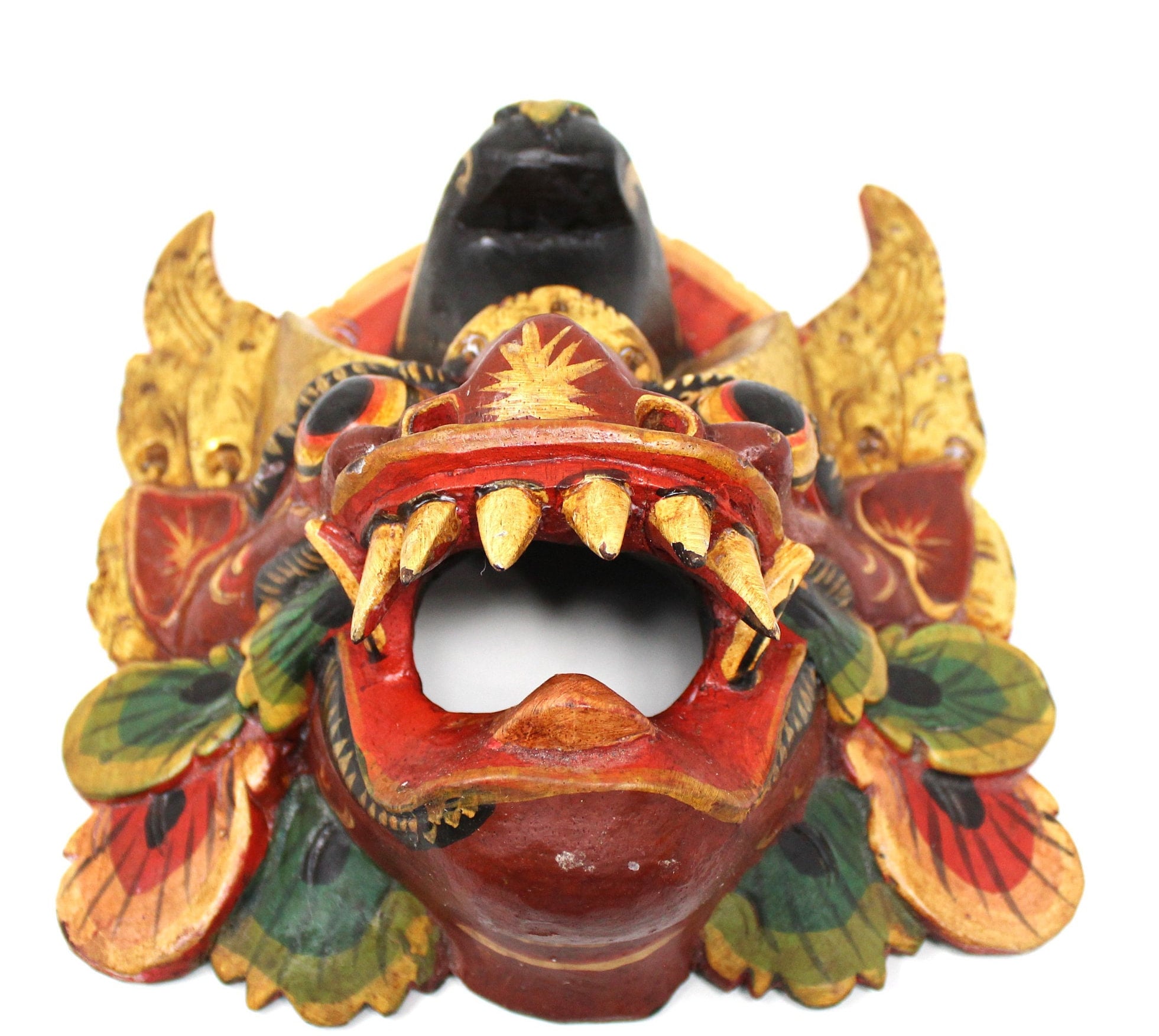 Balinese Ceremonial Mask, Winged Barong, Hand Painted Wooden Mask ...