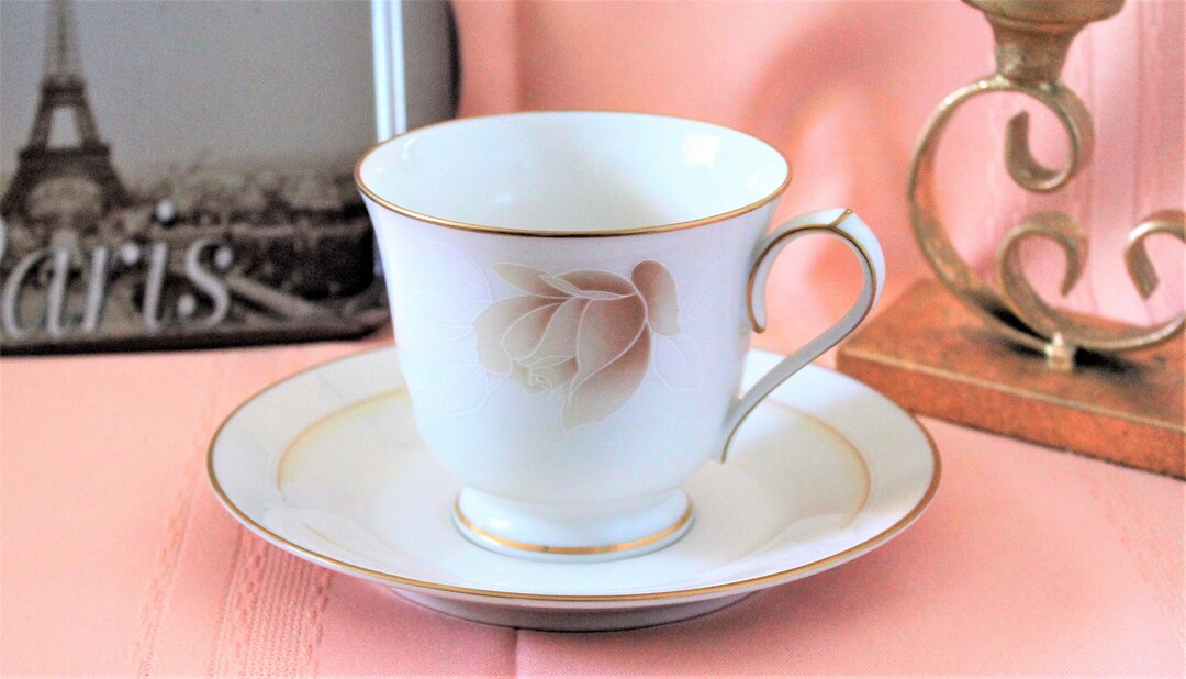 Vintage Teacup and Saucer, Noritake, Devotion Pattern, Peach Floral ...