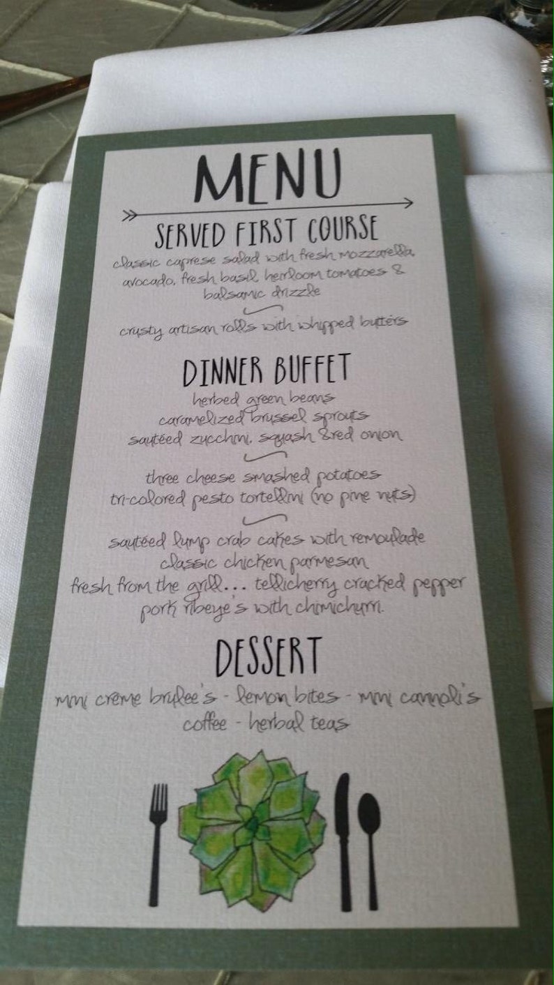 Printable DIY Modern Rustic Custom Wedding Menu Template | Etsy