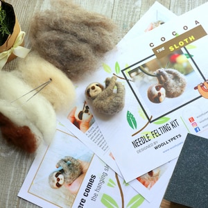 The Woobles Sloth Needle Felting Kit For Beginners - DIY Wool Craft Set ...
