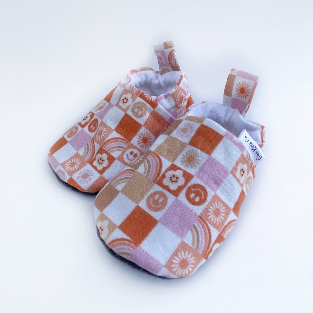 Retro Checkerboard Baby Shoes, Baby Girl Shoes, Flower Baby Slippers ...