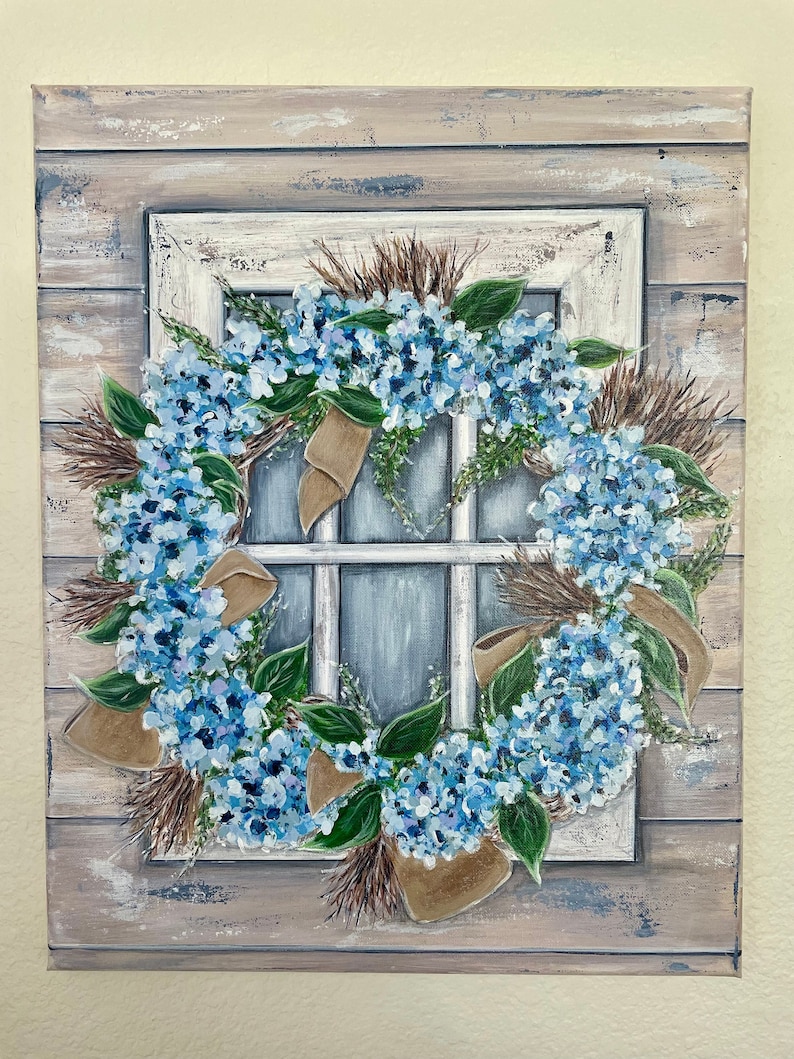 Hydrangea Window Wreath - Etsy