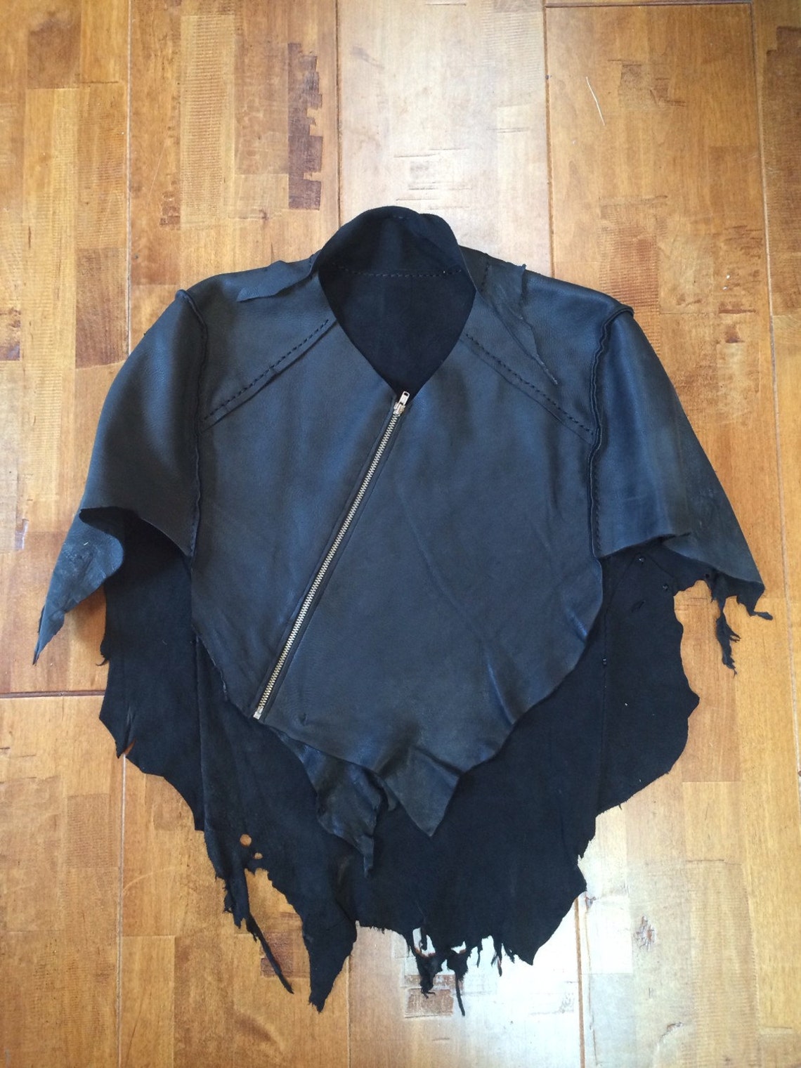 Black Deerskin Leather Poncho Capelet - Etsy