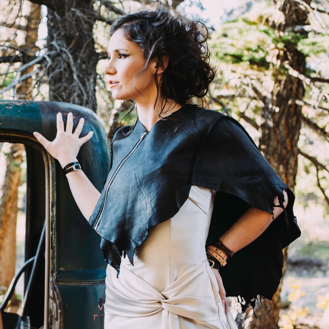 Black Deerskin Leather Poncho Capelet - Etsy